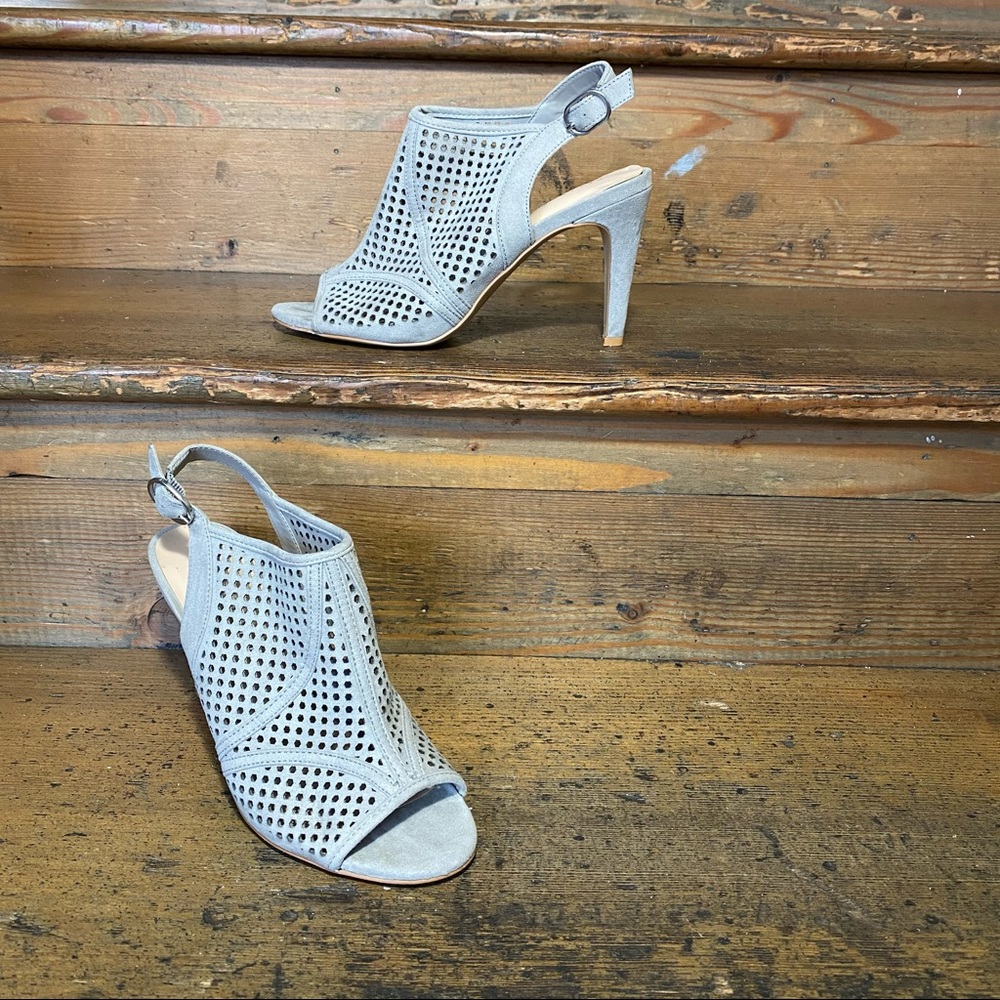 Kelly & Katie Laser Cut Grey Slingbacks - Gem